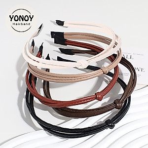 YONOY Knotted Headbands Set - 5 Cute Leather Hair Styling Accessories for Women and Girls, Non-Slip Knot Headbands in Five Colors