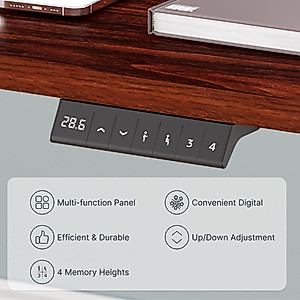 FLEXISPOT EN2 Whole-Piece Standing Desk, 55 x 28 Electric Stand Up Height Adjustable Desk (White Frame + 55" Mahogany Top, 2 Packages)