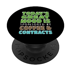 Coffee & Contracs Realtor Real Estate Agent PopSockets Swappable PopGrip