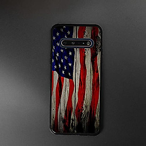 Compatible with LG V60 ThinQ 5G Case, Retro USA American Flag Old Wood Grain Graphic Design for LG Case Men Boys,Soft Silicone Stylish Cool Case for LG