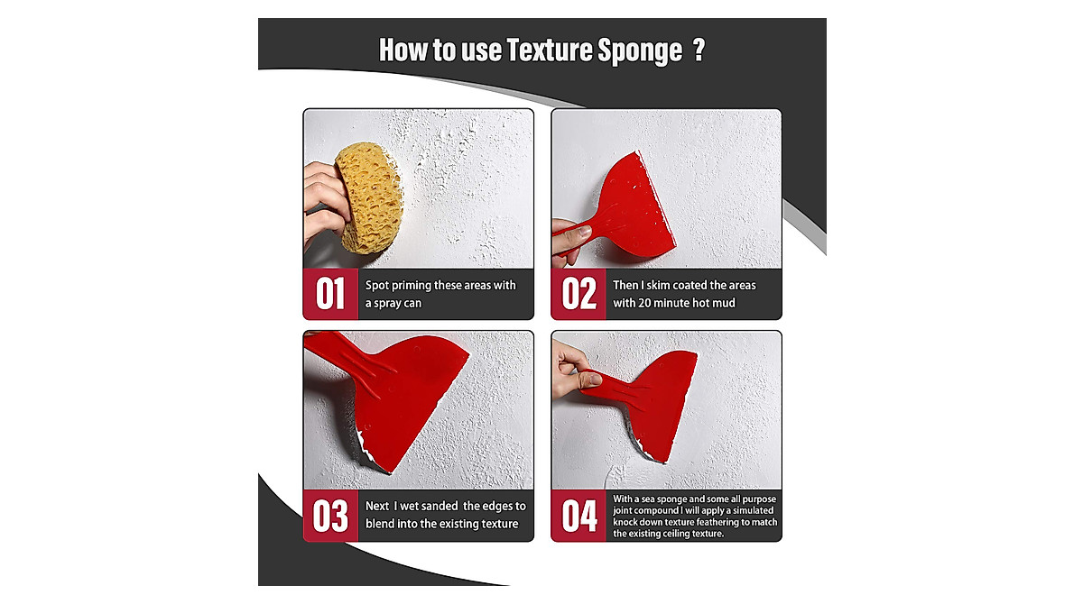 Knockdown Texture Sponge for Wall Repair & Ceiling DIY - Patelai