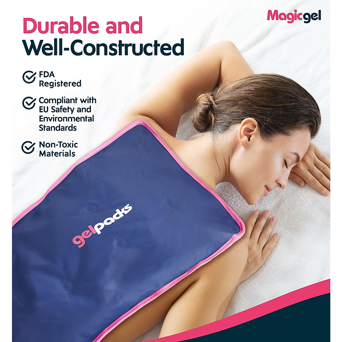 Extra Large & Reusable Ice Pack (15 x 23.5 inches, XL) for Maximum Back and Full Body Pain Relief from Injuries, Swelling, Bruises, Sprains | Ice Blanket for Sleeping & Physical Therapy | By Magic Gel