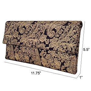 JNB Paisley Pattern Print Clutch, Gold