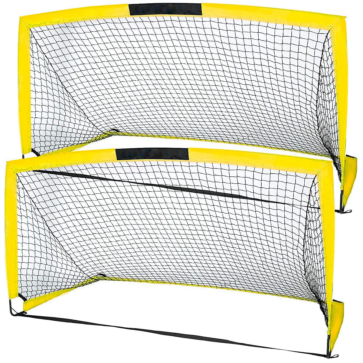 HITIK Soccer Goals, Set of 2- Size 6'x4'FT Portable Foldable Soccer Nets with Carry Bag for Games and Training for Backyard for Kids and Teens（Yellow）