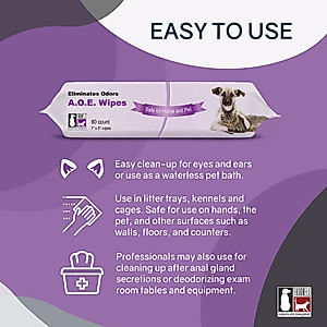 Thornell Animal Odor Eliminator Cat and Dog Wipes (80 Wipes) - All Purpose Deodorizing Pet Wipes - Pet Odor Eliminator for Pet, Kennels, Cages – Pet Deodorizing Wipes w/ Safe, Non-Enzymatic Formula