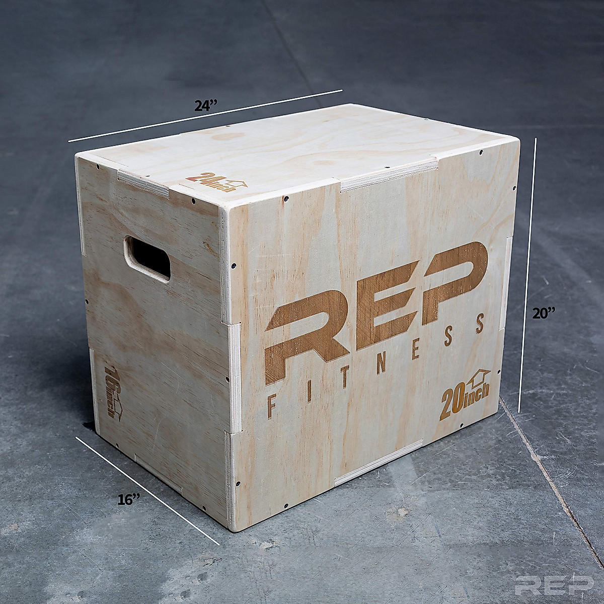 Rep 3 in 1 Wood Plyometric Box for Jump Training and Conditioning 24/20/16