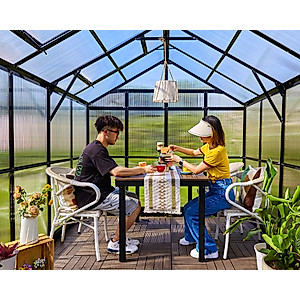 Jocisland 7.5x9.4x7.4 FT Outdoor Aluminum Polycarbonate Greenhouse with Ventilation and Rain Gutter, 2 Swing Doors with Hook, Walk in Greenhouse for Outdoors Backyard Garden