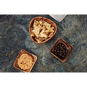 Handcrafted Snack Acacia Wood Small Square Tray Bowl 4'x1' Set of 4