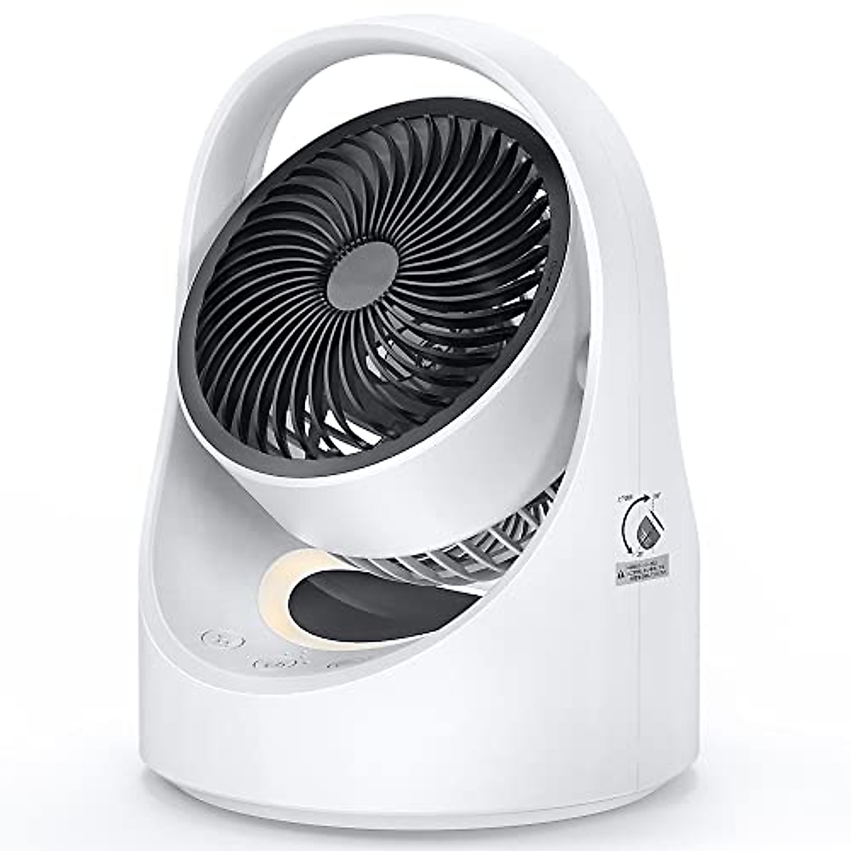 igogoi Air Circulator Fan，Rechargeable Desk Fan Small Oscillating Cordless Fan，Vortex Fan with LED Light 4 Speeds USB Powered Quiet Portable Table Fan for Home Office Bedroom
