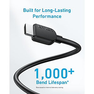 Anker HDMI 2.1 Cable 8K@60Hz,6FT Ultra HD 4K@120Hz HDMI to HDMI Cord,48 Gbps Certified Ultra High-Speed HDMI Cable,Compatible with PlayStation 5,Xbox,Samsung TVs,and More