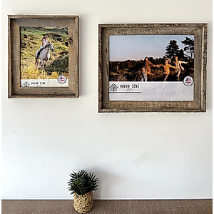 Rustic Barnwood Picture Frames 11x14 - Natural Reclaimed Wood Real Glass Wall Hanging - Handcrafted Vintage Distressed, 1 3/4" Frame Width