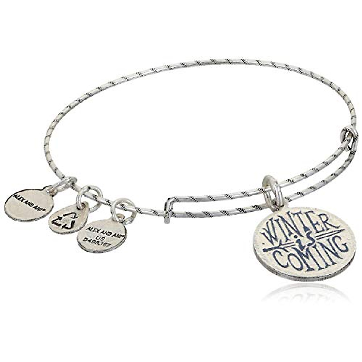 Alex and Ani Game of Thrones Expandable Bangle for Women, Winter is Coming Charm, Rafaelian Silver Finish, 2 to 3.5 in