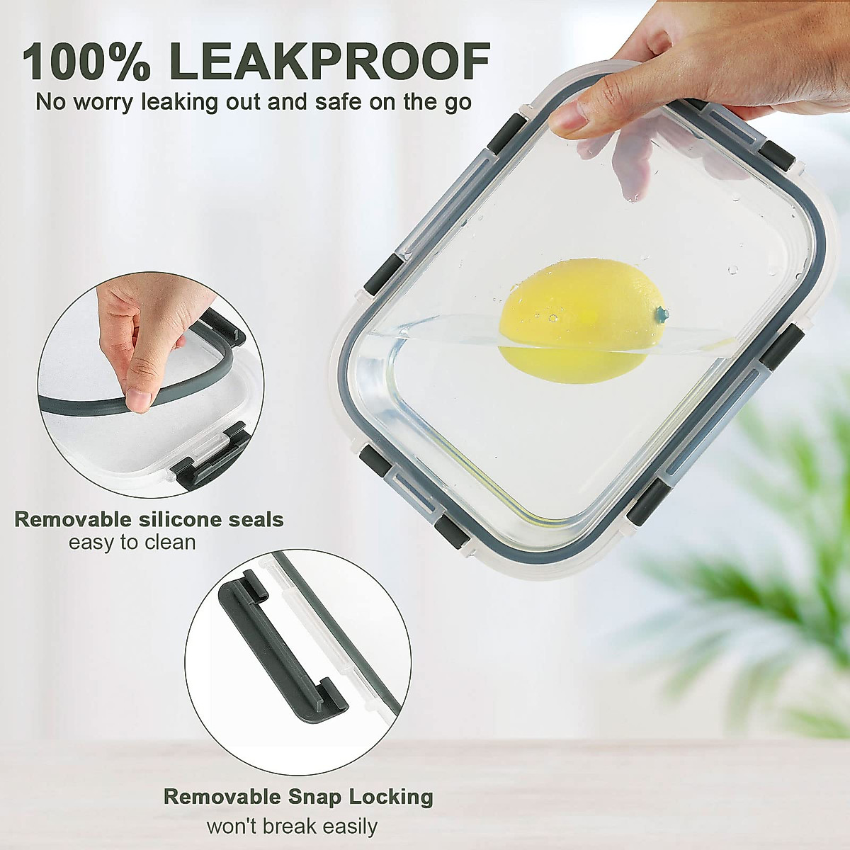 KOMUEE 30 Pieces Glass Food Storage Containers Set and 10 Packs 30 oz Glass Meal Prep Containers 2 Comparment, Airtight and BPA-Free