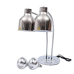 Commercial Food Heating Lamp Tabletop 2 Bulb Buffet Food Warmer Light with Dual Bulbs Portable Restaurant Kitchen Warmer Light 250W 110V