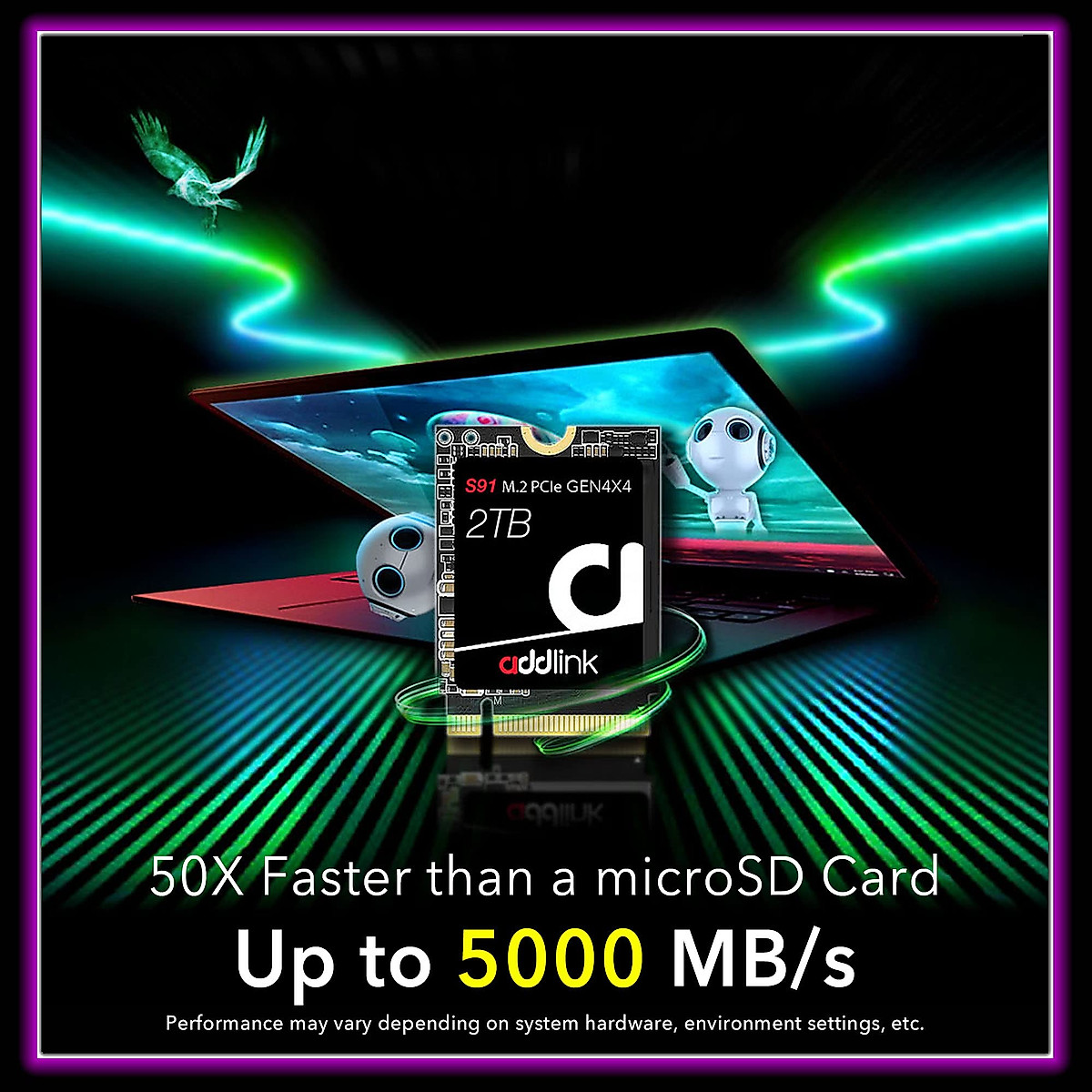 Addlink New S91 2TB 2230 NVMe High Performance PCIe Gen4x4 2230 3D NAND SSD - Read Speed up to 5000 MB/s Compatible with Steam Deck, ROG Ally, Laptop, Internal Solid State Drive - (ad2TBS91M2P)
