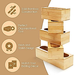 Ziplock Bag Organizer, Drawer Storage, Plastic Sandwich Baggie Holder, 5 Piece, Bamboo, Food Bags Dispenser, Zip Lock Baggy Organization Box for Gallon, Quart, Sandwiches, Freezer, Kitchen, Pantry