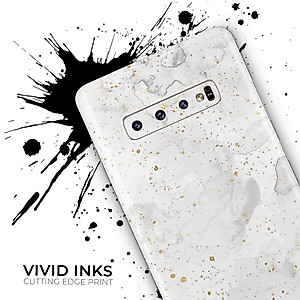 DesignSkinz Karamfila Watercolor & Gold V6 Protective Vinyl Decal Wrap Skin Cover Compatible with The Samsung Galaxy S20 (Screen Trim & Back Glass Skin)