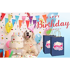 BagDream Kraft Paper Bags 100Pcs 5.25x3x8 Inches Small Paper Gift Bags with Handles Wedding Party Favor Bags Shopping Retail Merchandise Bags Navy Blue Gift Bags Paper Sacks Bulk