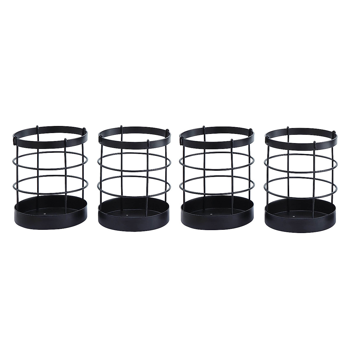 Giftburg Farm Buffet Caddy Tabletop Organizer, Flatware Napkin and Plate Picnic Caddy Stackable Serving Set, Black