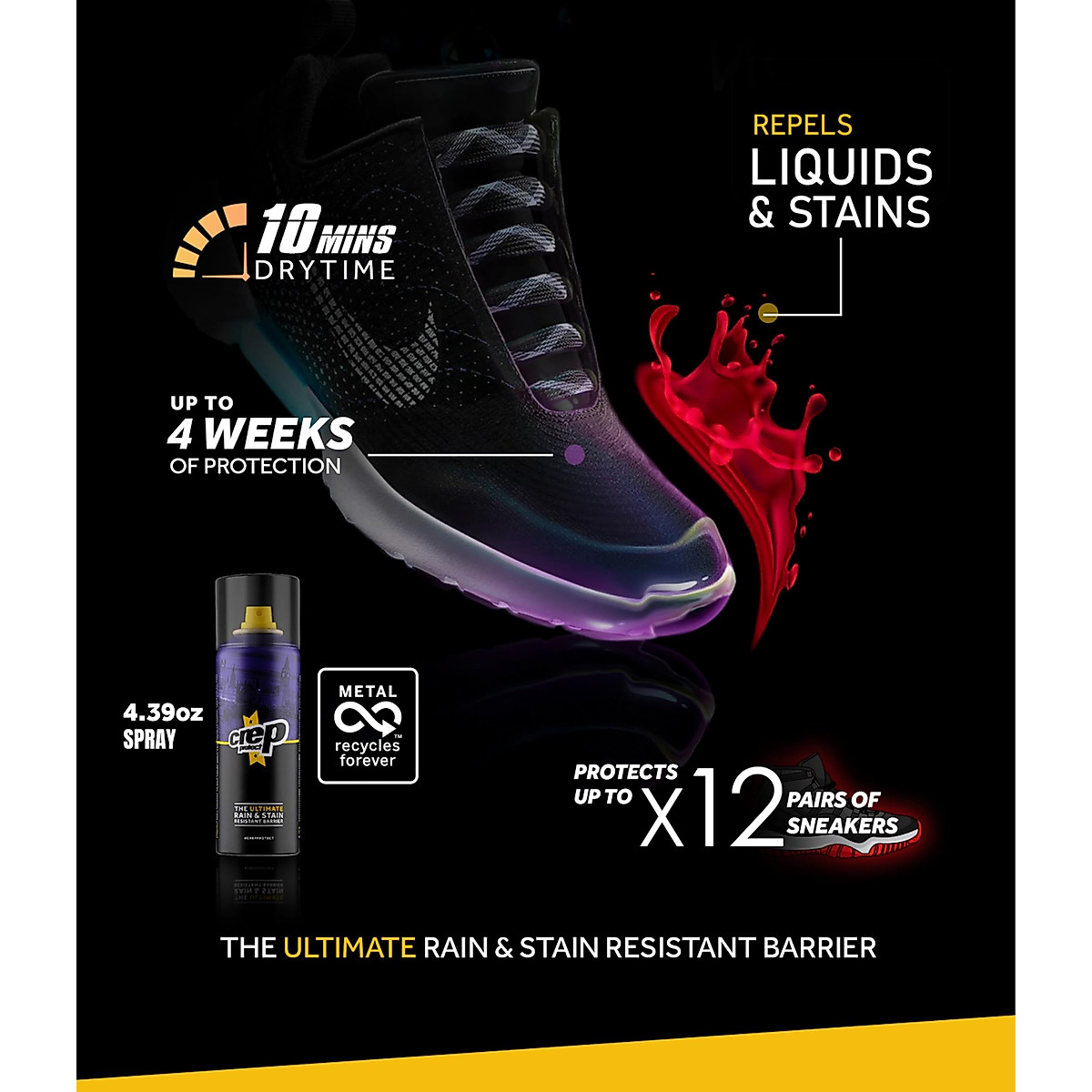 Crep Protect Shoe Protector Spray - Rain & Stain Waterproof Nano Protection for Sneaker, Leather, Nubuck, Suede & Canvas