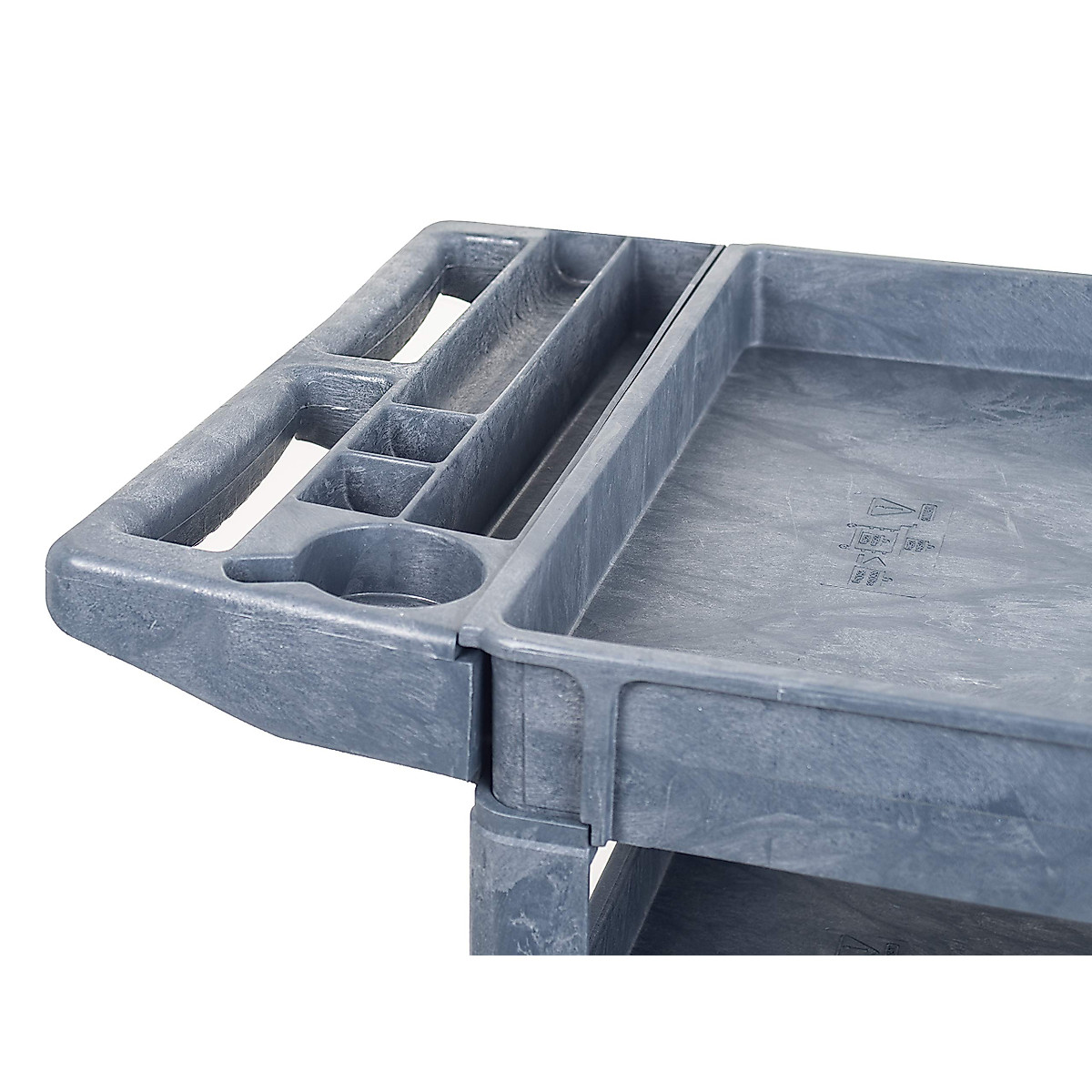 550lb Capacity Heavy Duty Plastic Utility Cart 46" L x 25-5/8" W with Handle 2 Shelves Pake Handling Tools