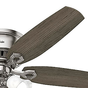 Hunter Fan Company Builder 52-inch Indoor Brushed Nickel Traditional Ceiling Fan With Bright LED Light Kit, Pull Chains, and Reversible WhisperWind Motor Included