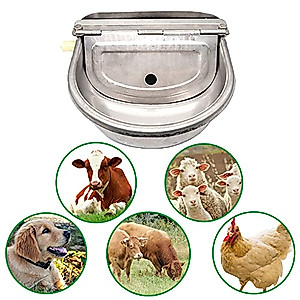 LinaLife Stainless Steel Automatic Waterer Bowl Horse Cattle Goat Sheep Pig Dog Float Valve Water Trough Farm Supplies Livestocktool with Float Valve Water Trough for Livestock Dog Goat Pig Waterer
