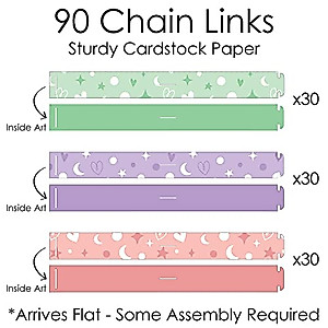 Big Dot of Happiness Pajama Slumber Party - 90 Chain Links and 30 Paper Tassels Decoration Kit - Girls Sleepover Birthday Party Paper Chains Garland - 21 feet