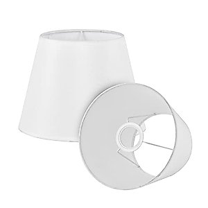 Drum Lamp Shades Set of 2, 8.5" Diameter x 6" Diameter x 6.4" High White Lampshade, Small Modern Classic Fabric Lamp Shades for Table Lamp, Wall Lamp