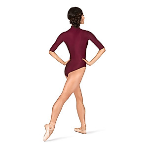 Natalie Dancewear Womens 3/4 Sleeve Zip Front Leotard Black S N8733