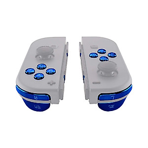eXtremeRate Chrome Blue Full Set Replacement Buttons for Nintendo Switch & OLED JoyCon, ABXY Direction Keys SR SL L R ZR ZL + - Home Capture Trigger Buttons Springs - Without Controller