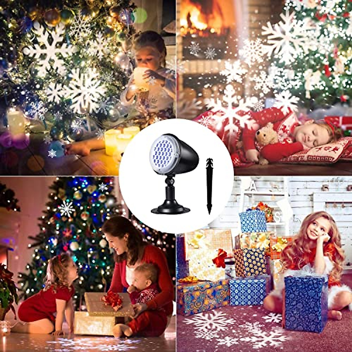 Christmas Projector Lights Outdoor, Indoor Christmas Decorations Snowfall LED Light Projectors with Waterproof White Snowflake for Xmas，Holiday, Home，Party，Garden and Patio Decoration