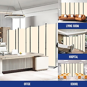 Room Divider and Folding Privacy Screens 8 Panel, 14.67 Ft Wide Partition Room Dividers, Portable Room Divider Panel for Room Separtition, Large Wall Dividers for Room, Office, School,Studio Beige