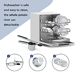 Potato Ricer,Ricer For Mashed Potatoes,Spaetzle Maker With 3 Interchangeable Discs, Potato Ricer Stainless Steel Creates Smooth Mashed Potato,Spaetzle Press,Potato Squeezer,Passatelli Maker