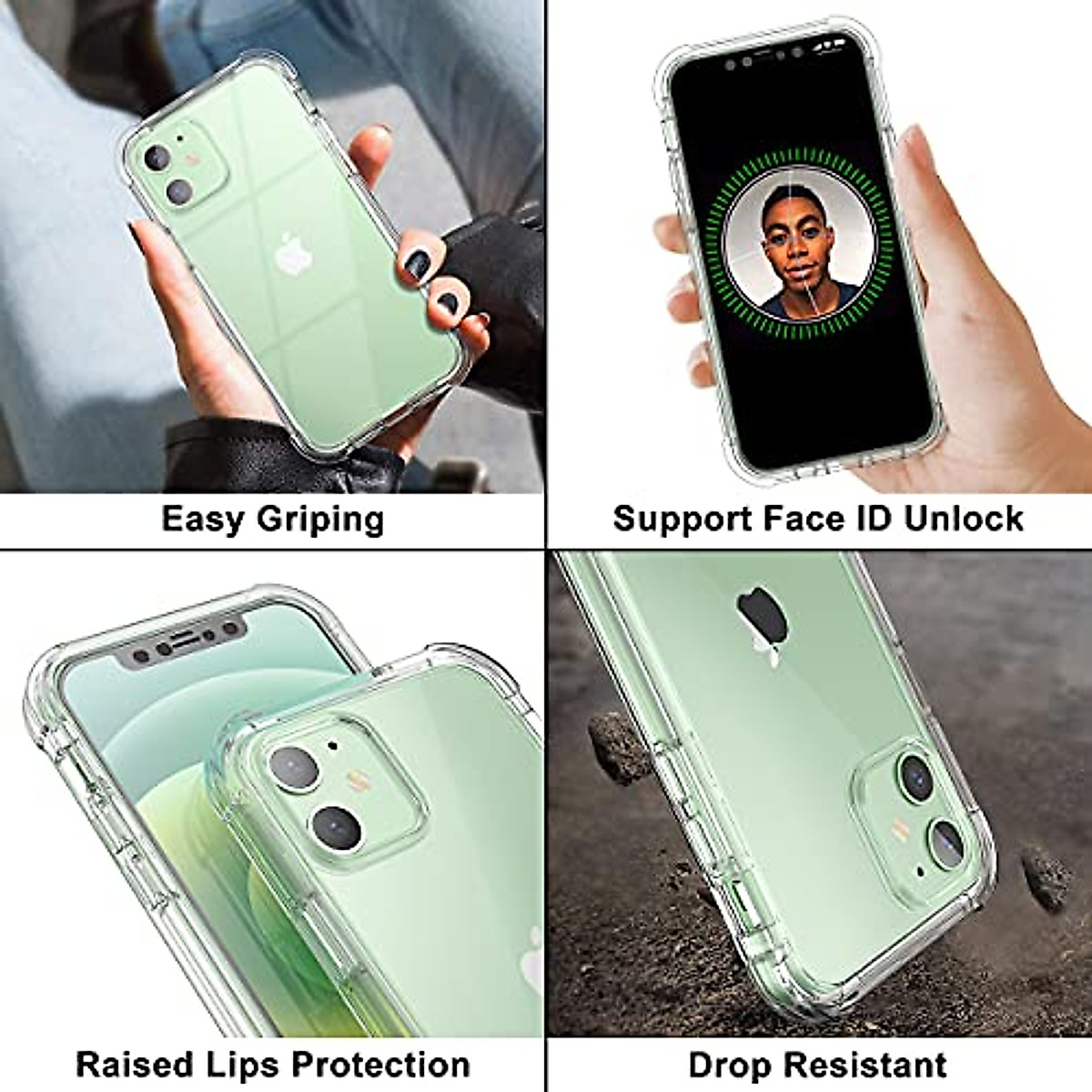 SURITCH Compatible with iPhone 12/iPhone 12 Pro Clear Case,[Privacy Screen Protector] Anti Spy Film Full Body Protection Shockproof Bumper Rugged Cover for iPhone 12/12 Pro 6.1 Inch (Clear)