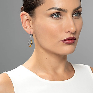 Peora Genuine Baltic Amber Open Leaf Dangle Earrings for Women 925 Sterling Silver, Rich Multiple Colors, Fishhooks