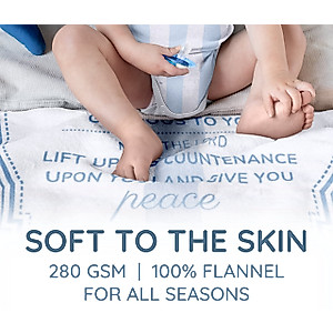 Baptism Gifts for Boys, Girls - Baptismal Gifts, Christening Gifts for Baby Boys, Girls - Baby Dedication Gifts from Godmother, Godfather, Godparent - Blue and White Flannel Blanket, 30"x 36"