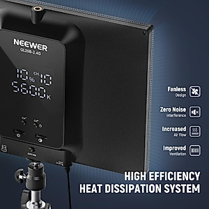 NEEWER GL25B 12.9" Streaming Key Light, 2.4G RT100 Remote & PC/Mac APP Control 25W 2300Lux/0.5m 2900K–7000K CRI98+ Dimmable Edge Emitting Silent Webcam Video Light with Desk Stand & USB Transmitter