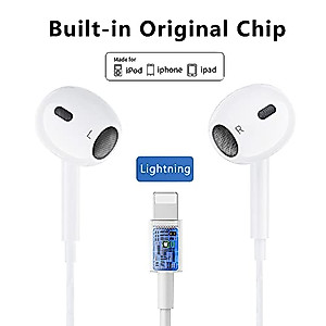 2 Pack - Apple Earbuds for iPhone Headphones [Apple MFi Certified] Wired Lightning Earphones with Built-in Mic & Volume Control Compatible with iPhone 14 Pro/14/13/12/11/XR/XS/X/8/7/SE-All iOS
