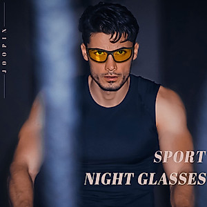 Joopin Night Vision Glasses Men Women, Sports Night Driving Glasses Sunglasses Anti Glare UV Protection (Black Yellow)
