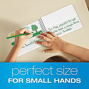 Oxford Jr. Primary Composition Spiral Notebooks, Half Size, 4-7/8 x 7-1/2 Inches, Kids Handwriting & Drawing Story Journal, Pre-K, Grades K-2, 100 Sheets/200 Pages, 3 Pack, Red, Yellow, Blue