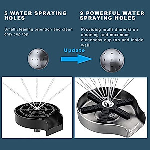 Augctoer Glass Rinser for Kitchen, Spray Holes Faucet Glass Washer, Kitchen Sink Glass Rinser, Sink Cup Rinser,Bar Cup Washer, Removable,Stainless Steel,Brush Nickel (304 Stainless steel)