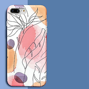 J.west iPhone 8 Plus,iPhone 7 Plus Case 5.5, Aesthetic Watercolor Minimalist Boho Abstract Prints Slim Geo Line Plant Palm Leaf Pattern Pink Soft TPU Shockproof Cover Protective Phone Case for Women