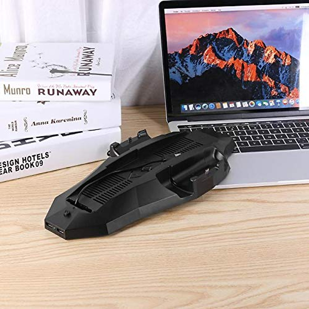 Vertical Stand Holder for PS4 Game Console with Dual Cooling Fan Dual USB Controller Charging Ports