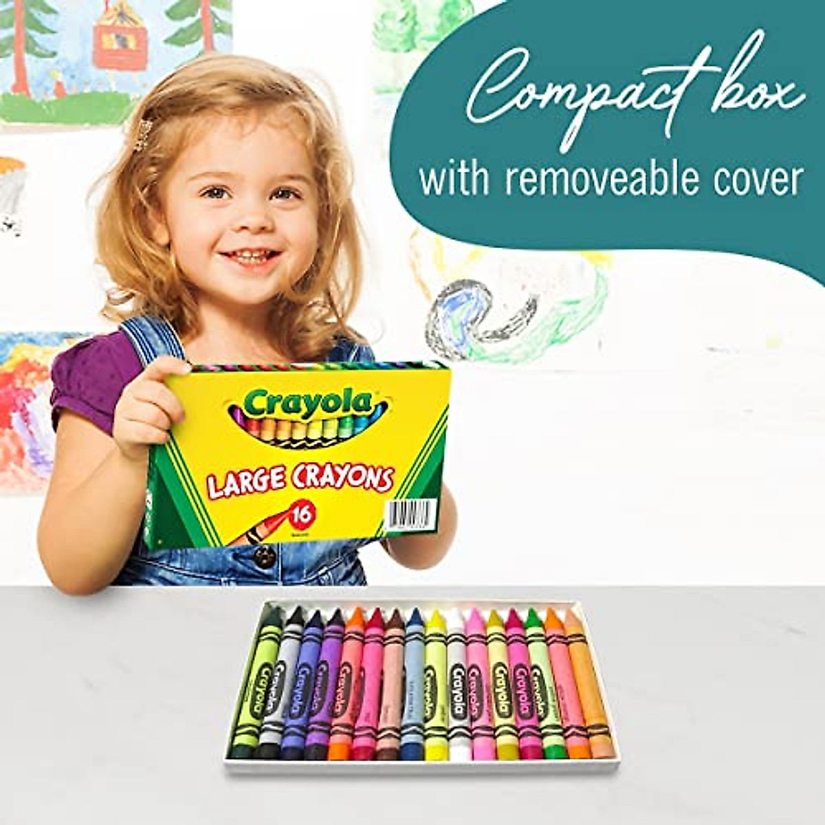 Large Jumbo Crayons for Toddlers - 16 Vibrant Colors & Doodle Pad