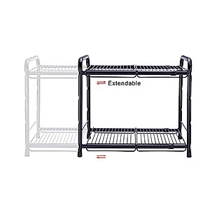 Rice rat Under Sink Organizers and Storage Extendable Under-Sink Organizer Shelf Rack 2 Tiers,black(17-inch to 25-inch)