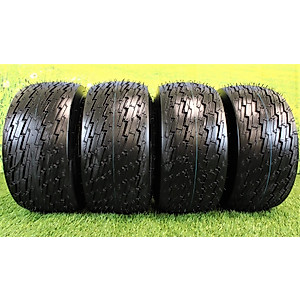 Antego Tire & Wheel 18x8.50-8 Tires on 8x7 Steel Wheels White Assemblies for Golf Carts and Lawn Mowers (Set of 4)