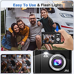 4K Digital Camera for Kids Usvnvllun FHD 48MP Vlogging Camera with 32 GB Card,2.8" LCD Screen,16X Digital Zoom,Rechargeable Electronic Compact Portable Mini Kids Camera for Teens,Students,Children