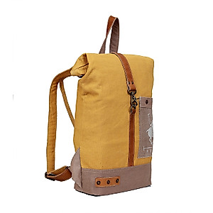 CLA Bags, 20 Inch Upcycle Canvas & Cowhide Leather rucksack for women, canvas backpack for women