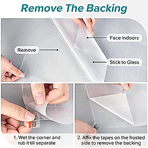 DOWELL Privacy Window Film, Frosted Glass Window Film for Bathroom, Static Cling Non Adhesive Window Clings, Opaque Door Shower Covering, UV Blocking Window Sticker for Home Office, 17.5 x 78.7 inches